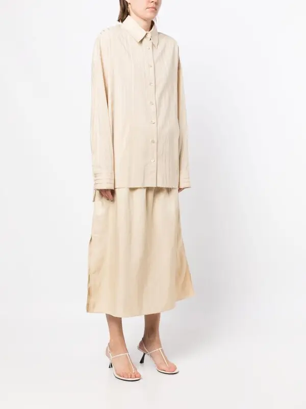 Goen.j Striped Metallic-threading Shirt - Neutrals