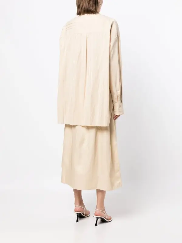 Goen.j Striped Metallic-threading Shirt - Neutrals