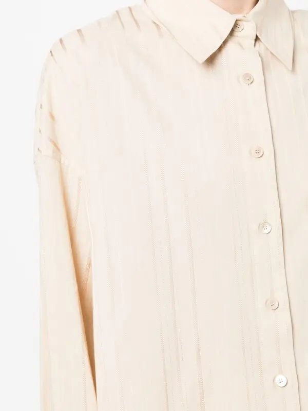 Goen.j Striped Metallic-threading Shirt - Neutrals