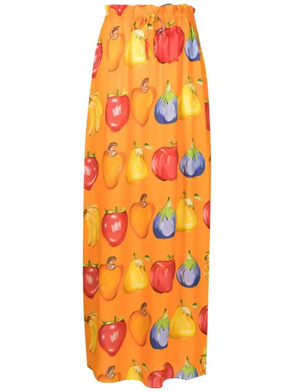 AMIR SLAMA Graphic-print Maxi Skirt - Orange