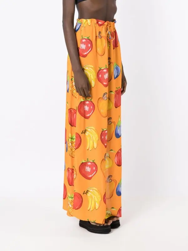 AMIR SLAMA Graphic-print Maxi Skirt - Orange