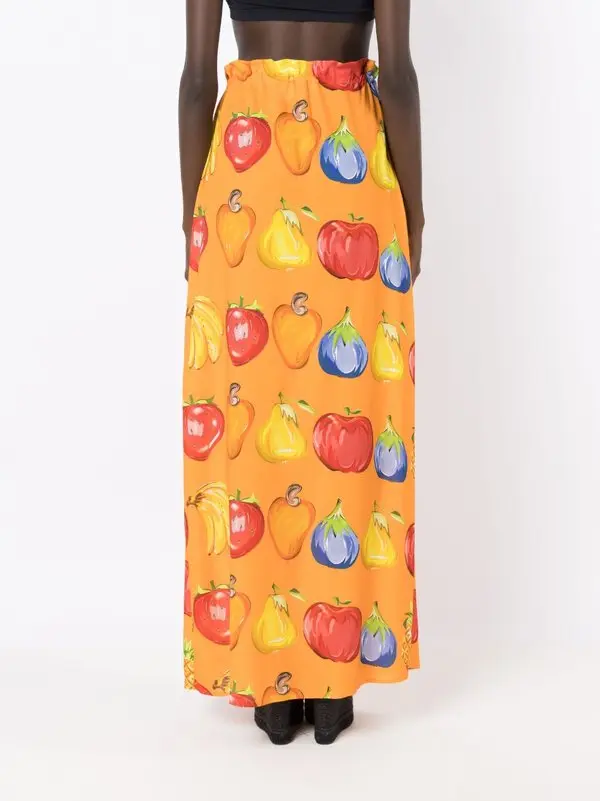 AMIR SLAMA Graphic-print Maxi Skirt - Orange