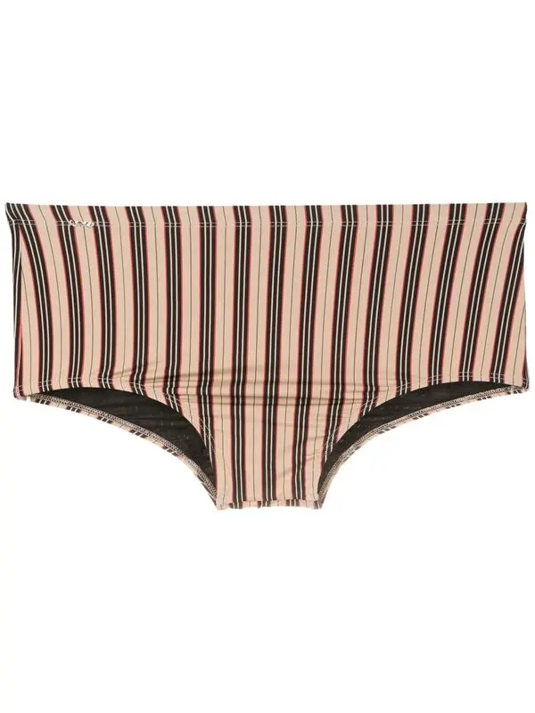 AMIR SLAMA Stripe-print Swim Trunks - Brown