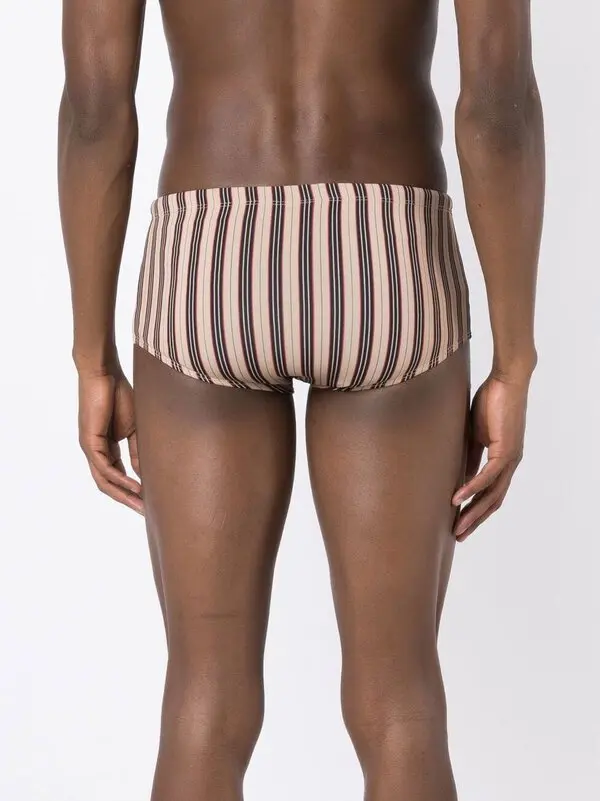 AMIR SLAMA Stripe-print Swim Trunks - Brown