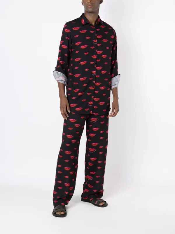 AMIR SLAMA Lips-motif Straight-leg Trousers