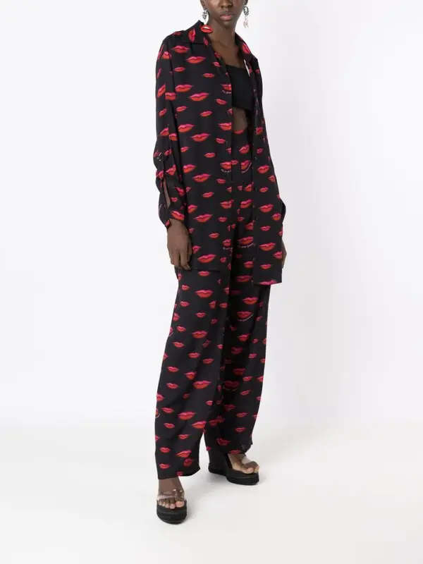 AMIR SLAMA Lips-motif Straight-leg Trousers