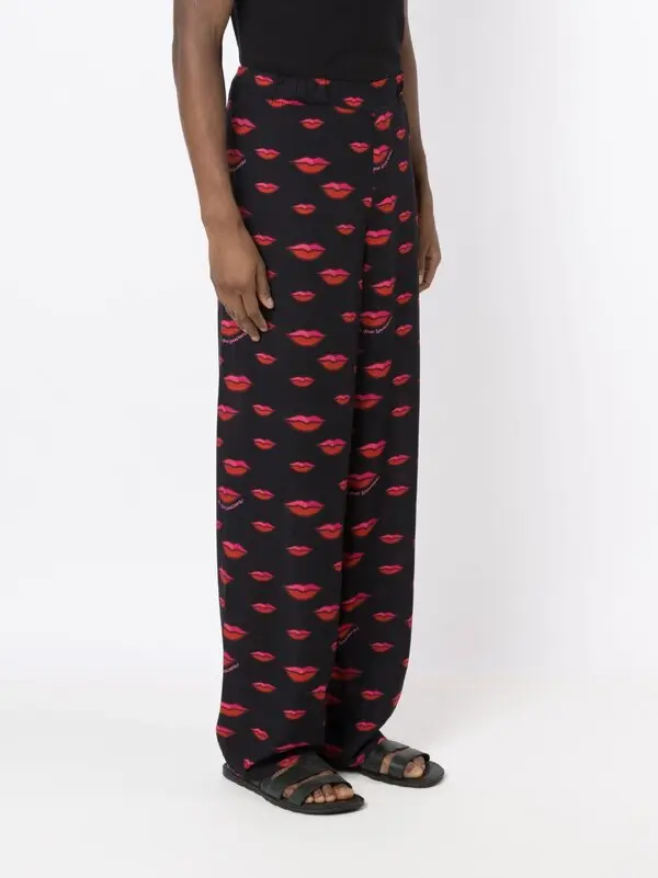 AMIR SLAMA Lips-motif Straight-leg Trousers