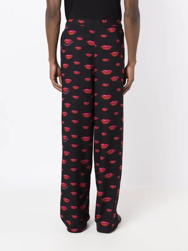 AMIR SLAMA Lips-motif Straight-leg Trousers