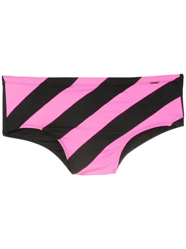 AMIR SLAMA Stripe-print Swim Trunks - Black