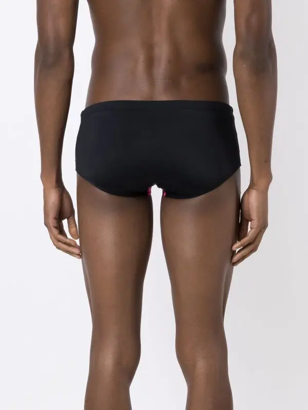 AMIR SLAMA Stripe-print Swim Trunks - Black
