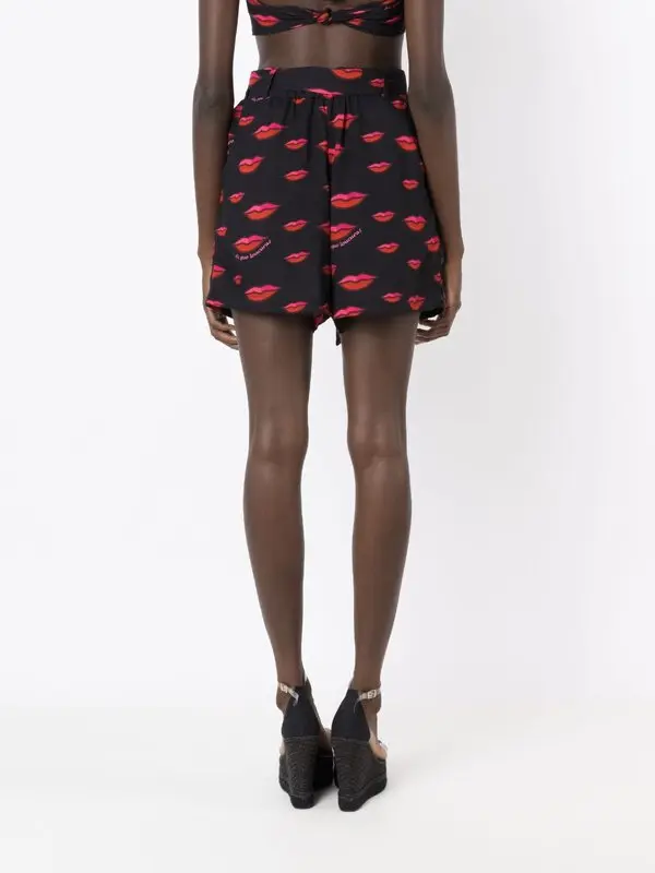 AMIR SLAMA Lip-print Shorts - Black