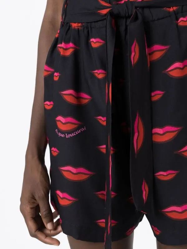 AMIR SLAMA Lip-print Shorts - Black