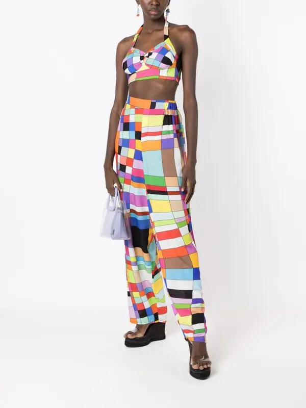 AMIR SLAMA Geometric-print Cropped Top