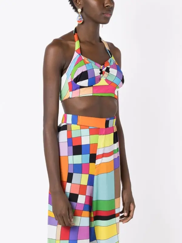 AMIR SLAMA Geometric-print Cropped Top