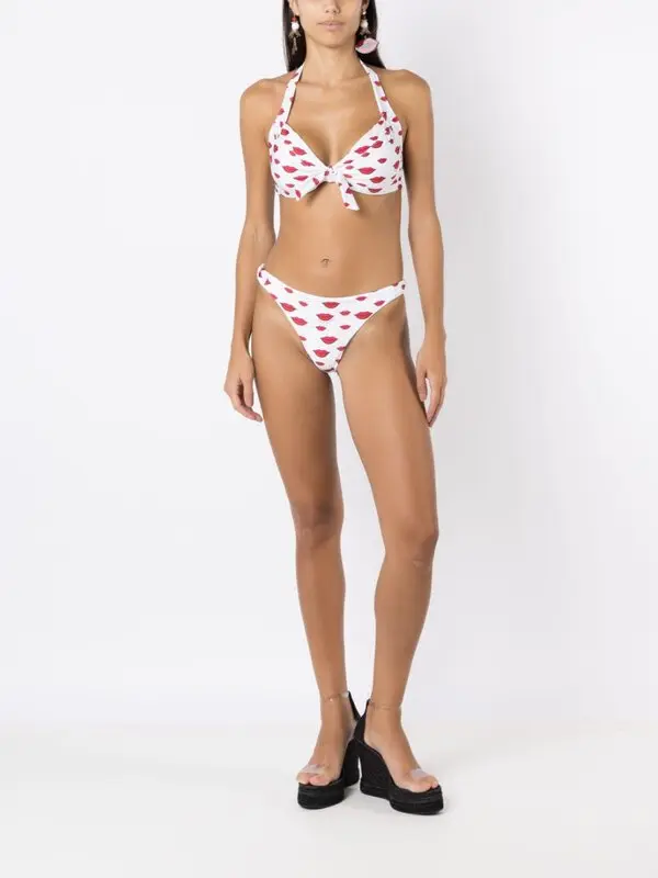 AMIR SLAMA All-over Lips-print Bikini Set - White
