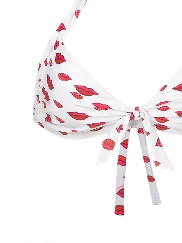 AMIR SLAMA All-over Lips-print Bikini Set - White