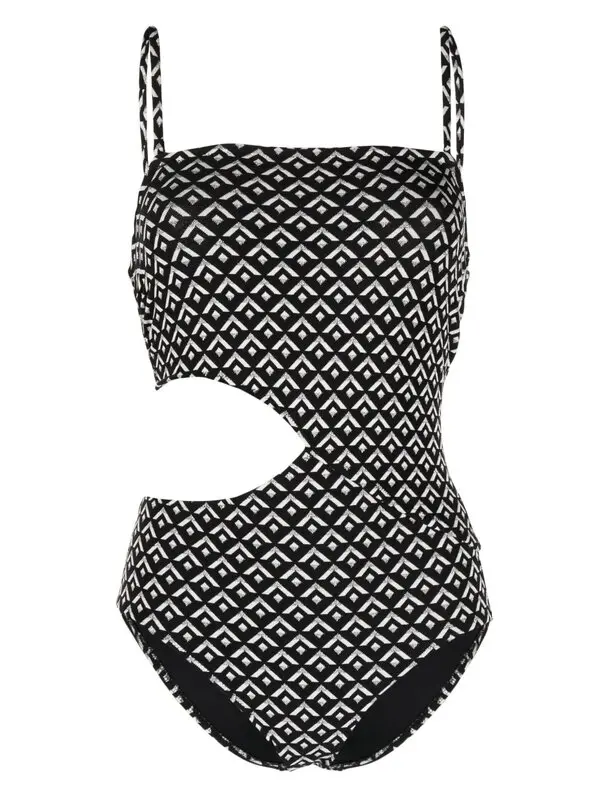 Solid & Striped The Cameron Geometric-pattern Swimsuit - Black