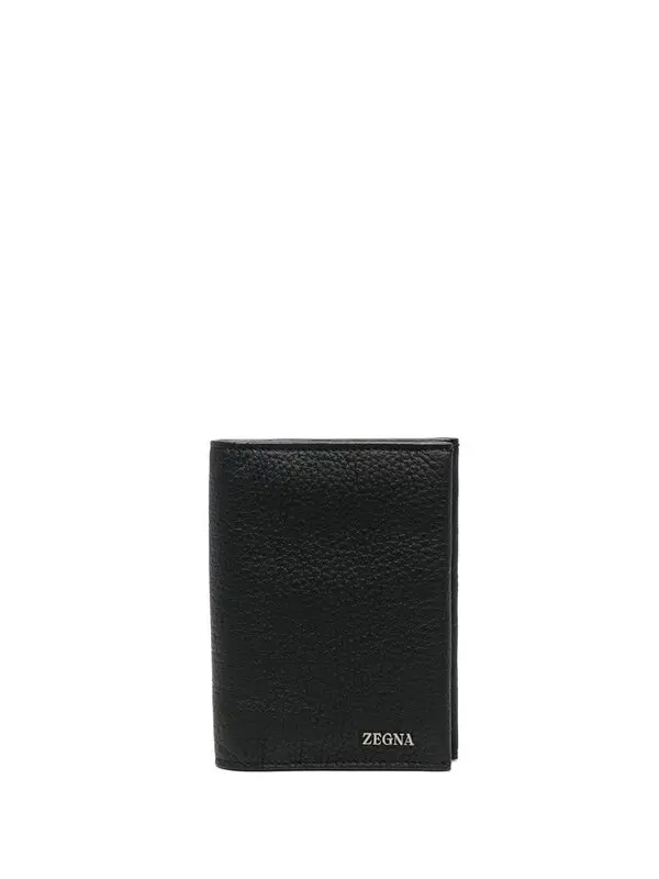Zegna Logo-plaque Leather Passport Case - Black