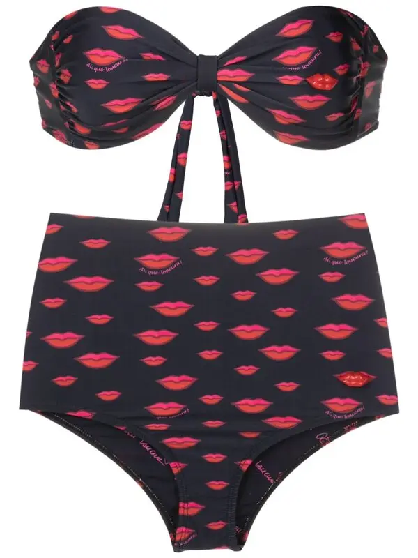 AMIR SLAMA Lip-print Bikini - Black