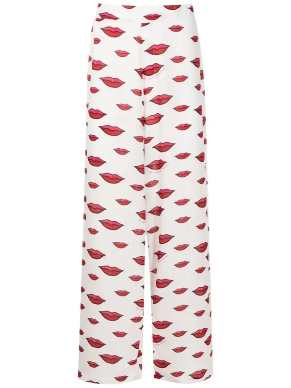 AMIR SLAMA Lips-motif Straight Trousers - White