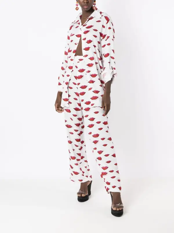 AMIR SLAMA Lips-motif Straight Trousers