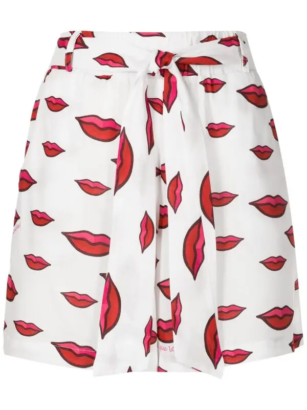AMIR SLAMA Lip-print Thigh-length Shorts - White