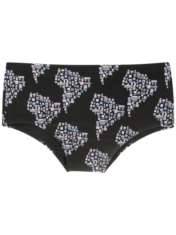 AMIR SLAMA Graphic-print Swim Trunks - Black
