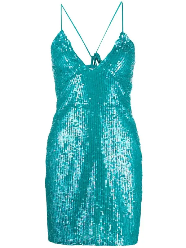 P.a.r.o.s.h Gleam Sequinned Mini Dress - Blue