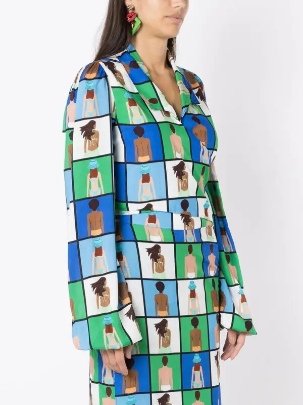 AMIR SLAMA Illustration-print Wrap Blouse