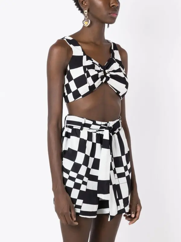 AMIR SLAMA Geometric-print Sleeveless Top