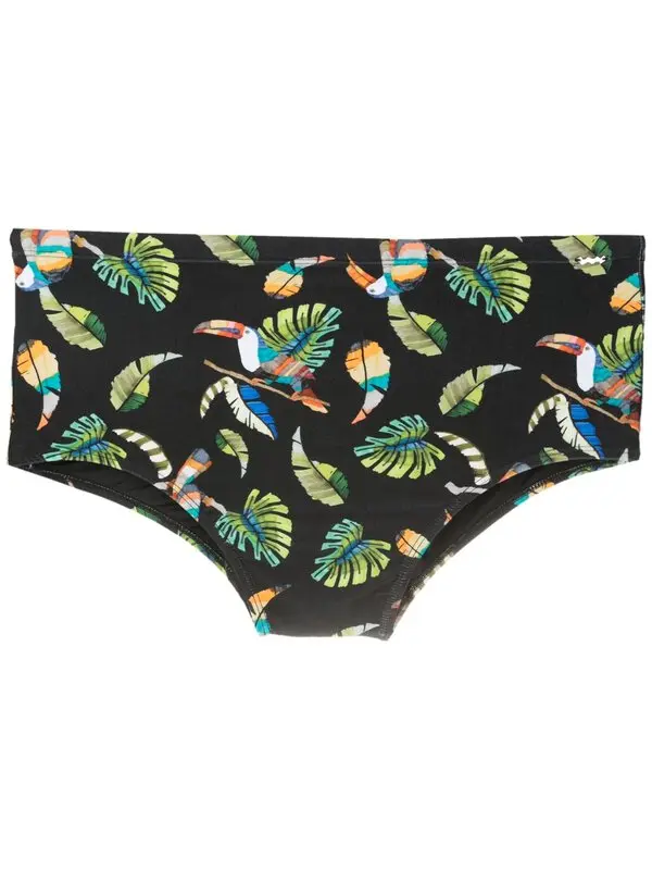 AMIR SLAMA Tropical-print Swim Trunks - Black