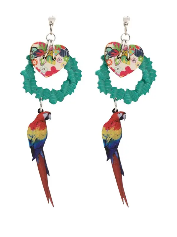 AMIR SLAMA Bird Charm Drop Earrings - Multicolour