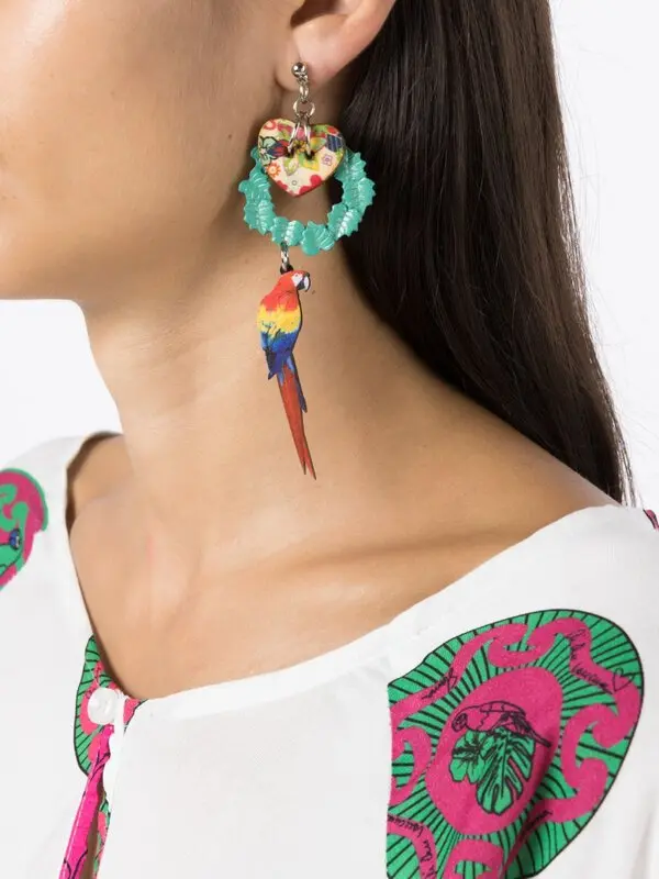 AMIR SLAMA Bird Charm Drop Earrings