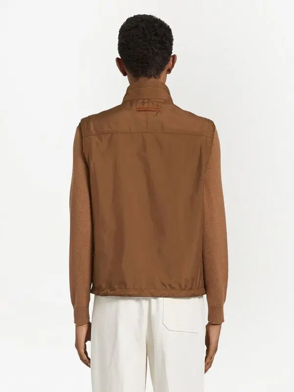 Zegna Reversible Zip-up Vest - Brown