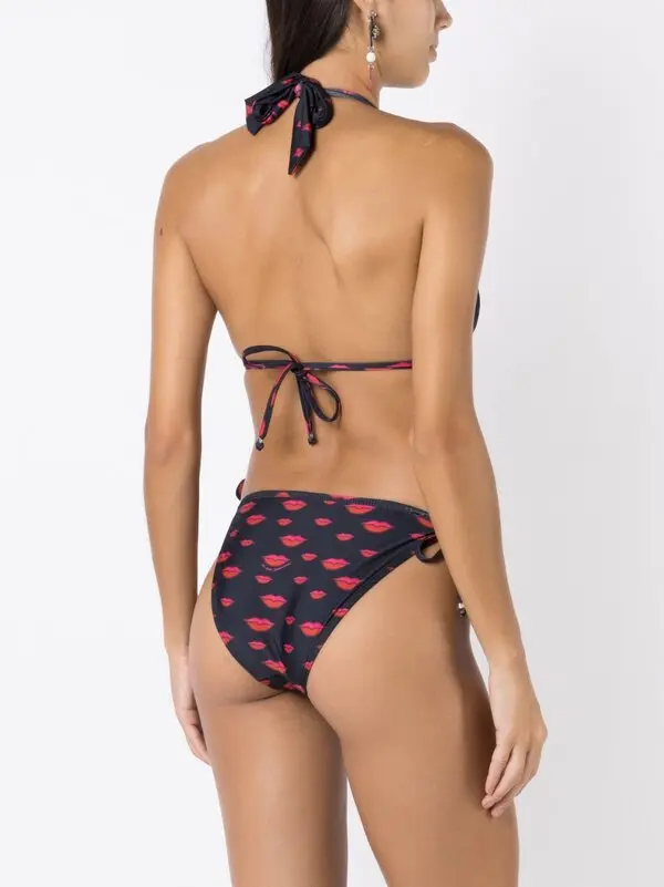 AMIR SLAMA Lips-print Bikini Set - Black