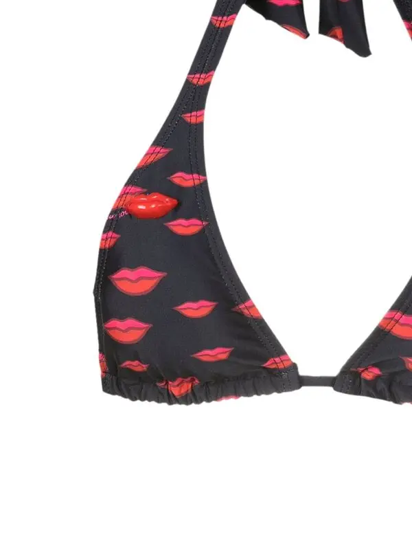 AMIR SLAMA Lips-print Bikini Set - Black