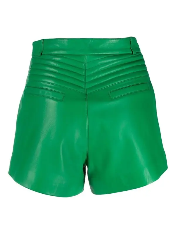 Philipp Plein Ribbed High-waist Leather Shorts