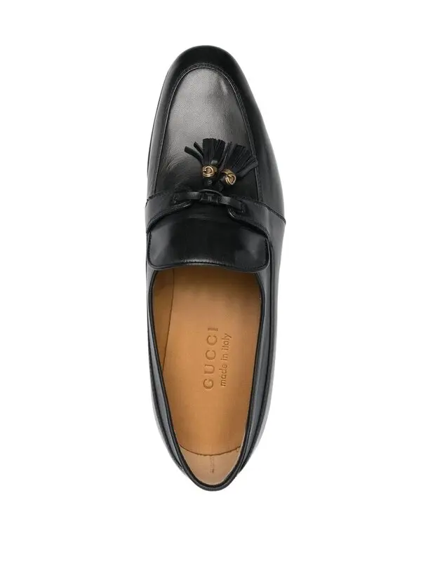 Gucci Tassel-Trim Leather Loafers - Black | Editorialist display picture 3