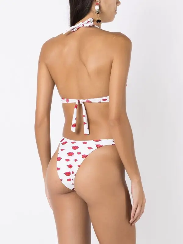 AMIR SLAMA All-over Lip-print Bikini Set - White