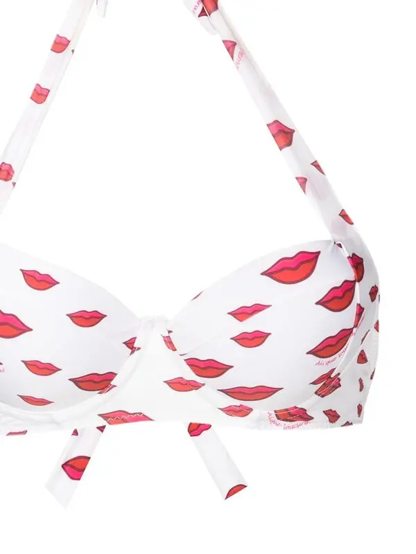 AMIR SLAMA All-over Lip-print Bikini Set - White