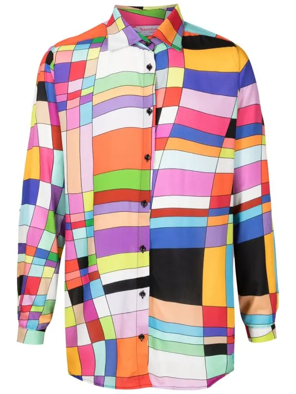 AMIR SLAMA Geometric-print Long-sleeve Shirt