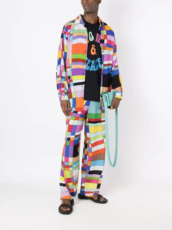 AMIR SLAMA Geometric-print Long-sleeve Shirt