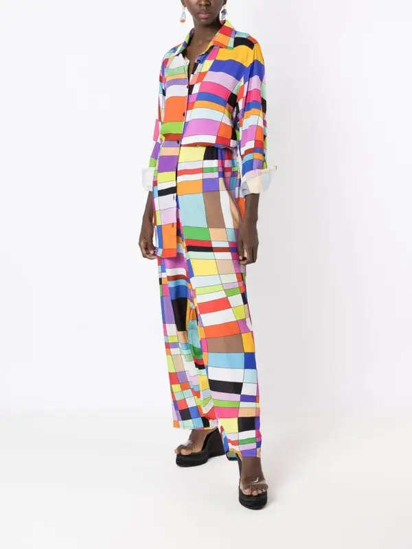AMIR SLAMA Geometric-print Long-sleeve Shirt