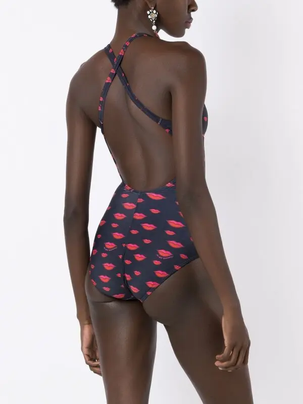 AMIR SLAMA Lip-print One-piece Swimsuit