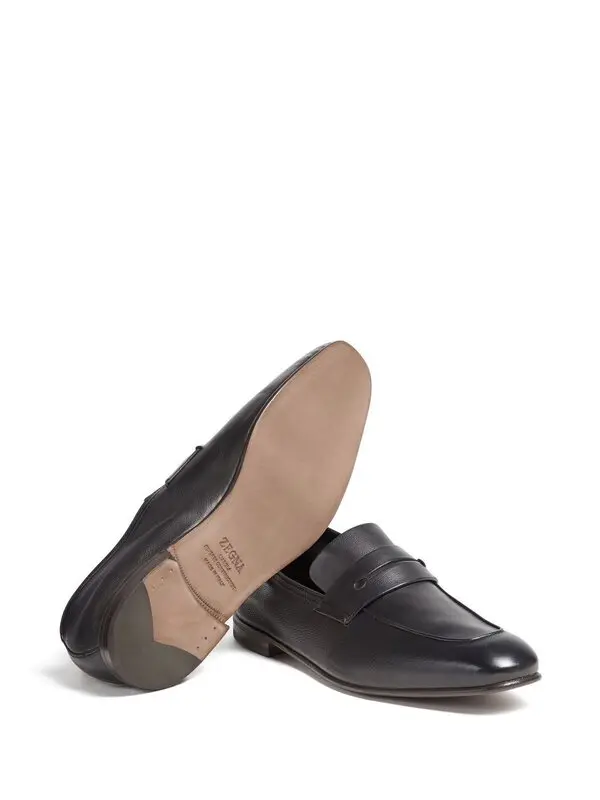 Zegna L'asola Leather Loafers - Black