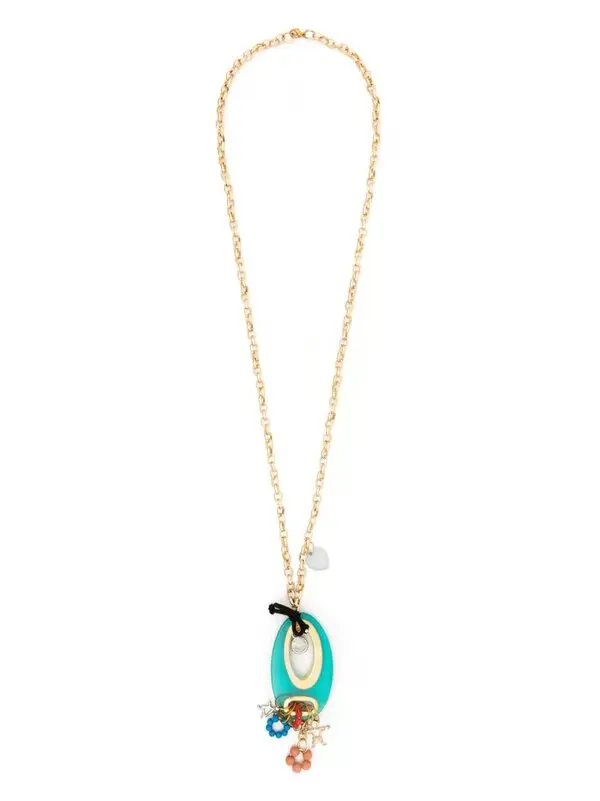 AMIR SLAMA Pendant Chain Necklace - Green