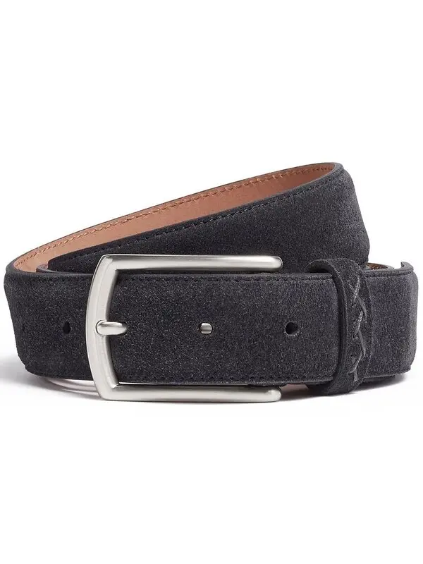 Zegna Triple Stitch Suede Belt - Blue