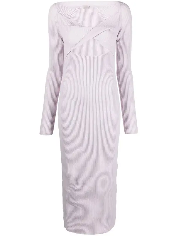 MRZ Cut-out Ribbed Knit Midi Dress