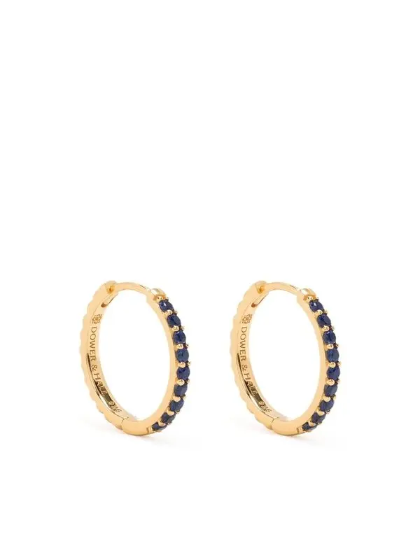 DOWER & HALL Sapphire Huggie Hoop Earrings - Gold