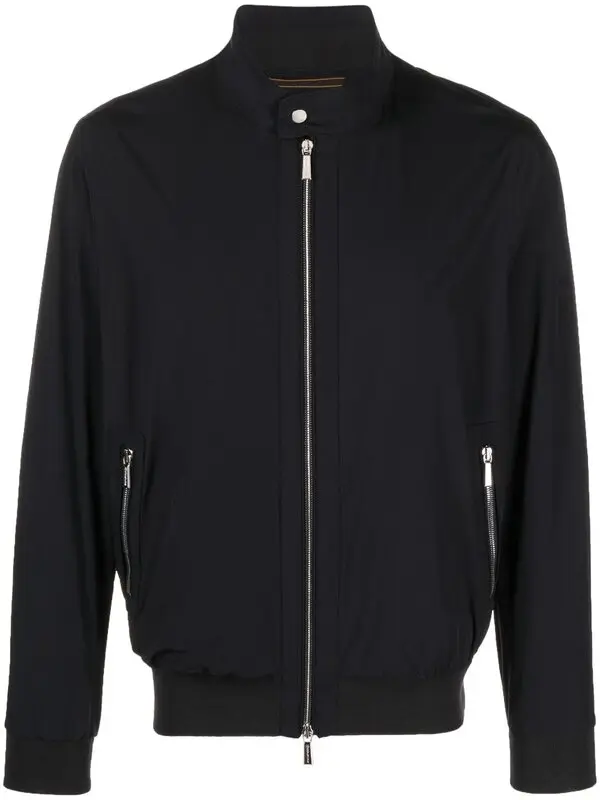 MOORER Zip-up Bomber Jacket - Blue